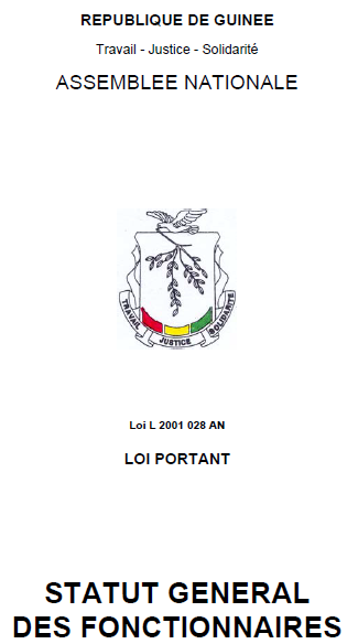 Loi L 2001 028 AN LOI PORTANT STATUT GENERAL DES FONCTIONNAIRES.GUINEE ...